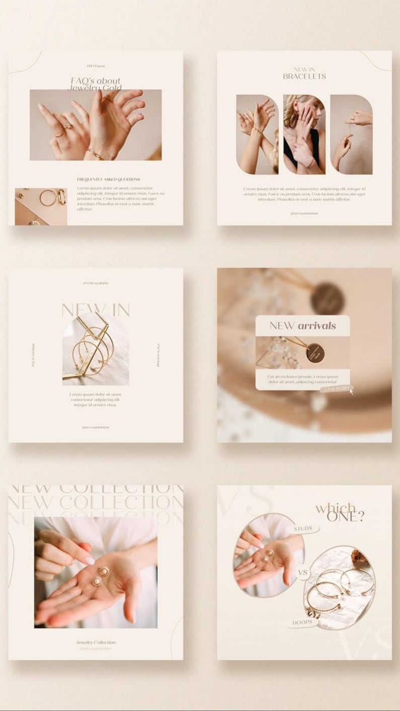 Neutral Instagram Template for Jewelry Business - Etsy