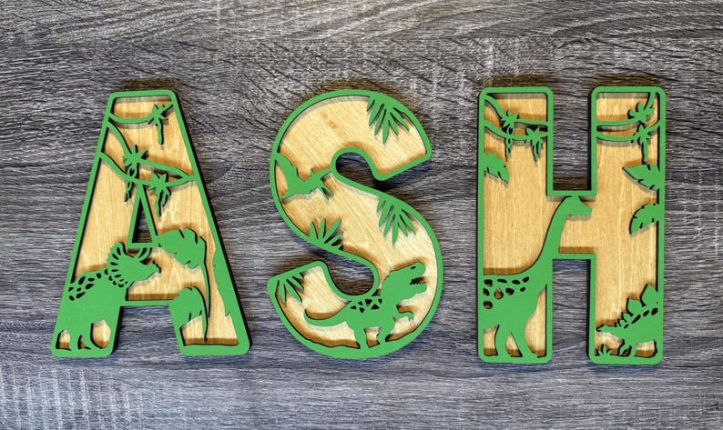 Dinosaur Nursery Letters, Personalized Wooden Name Sign, Dino Baby Room ...
