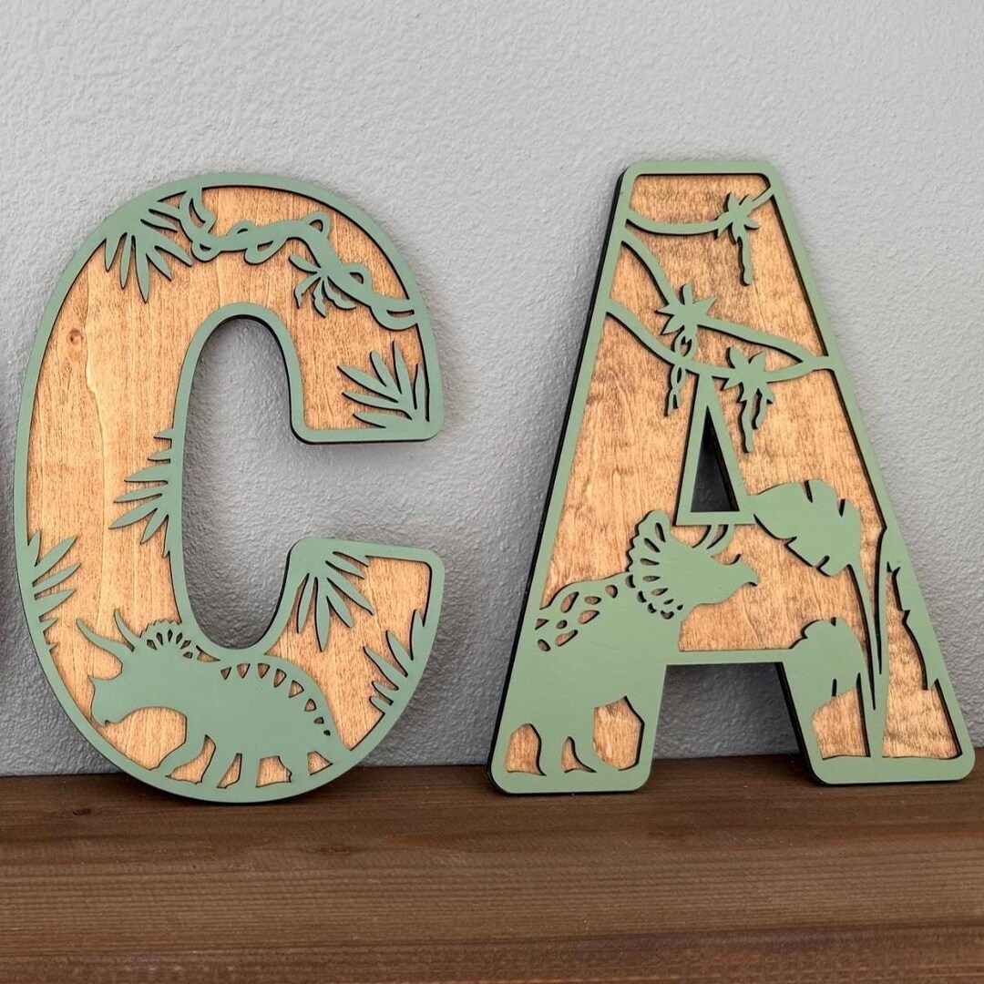 Dinosaur Nursery Letters, Personalized Wooden Name Sign, Dino Baby Room ...