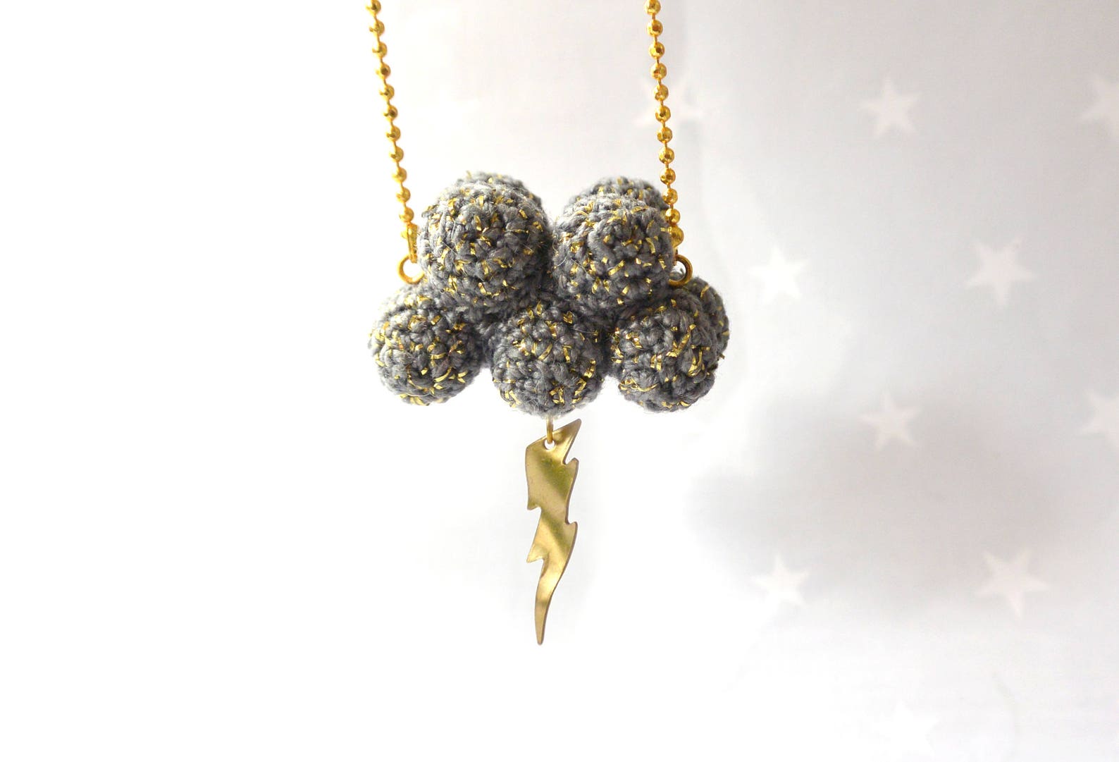Storm Necklace With Cloud and Lightning little - Etsy