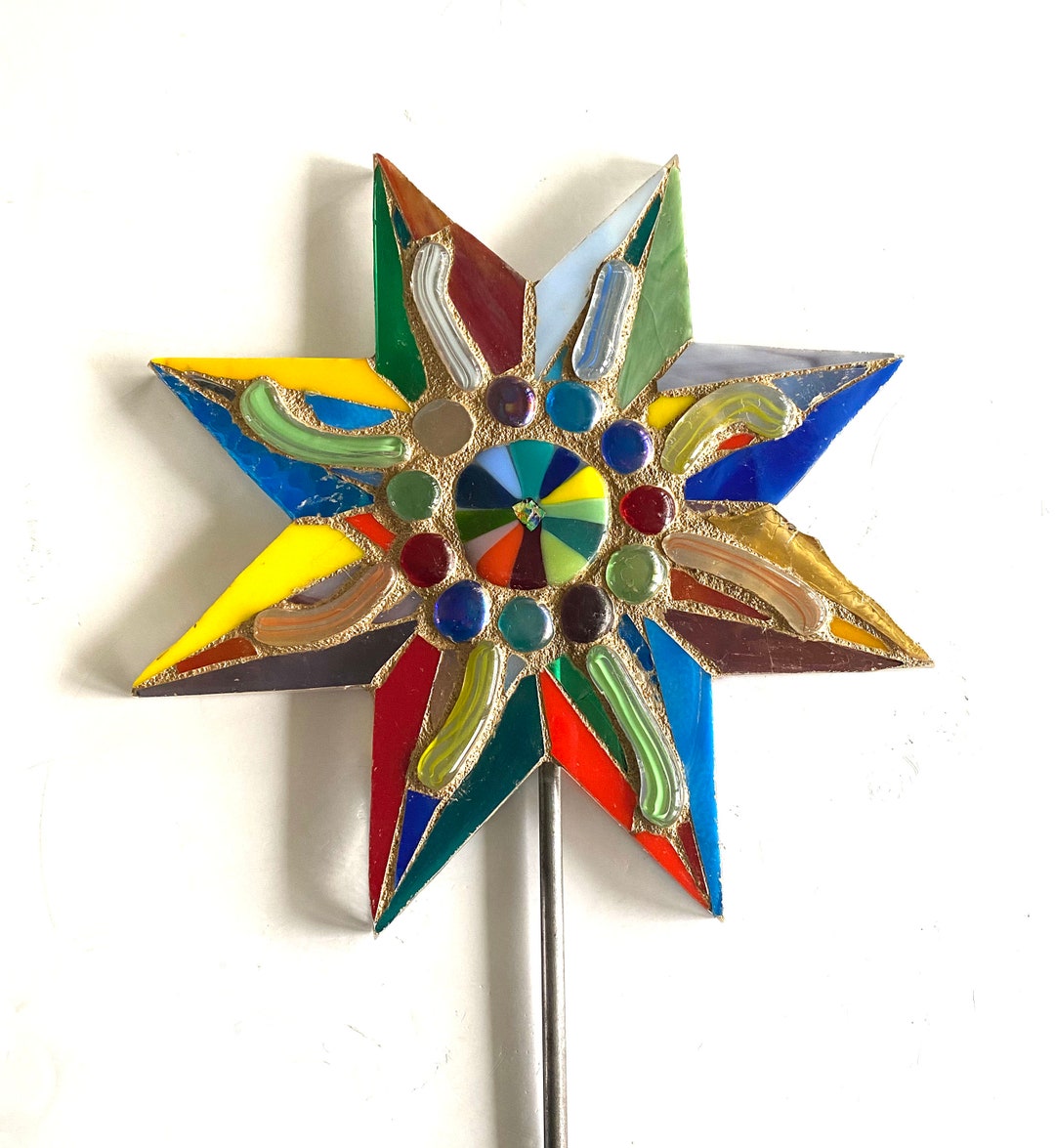 Mosaic Rainbow Star Garden Stake - Etsy