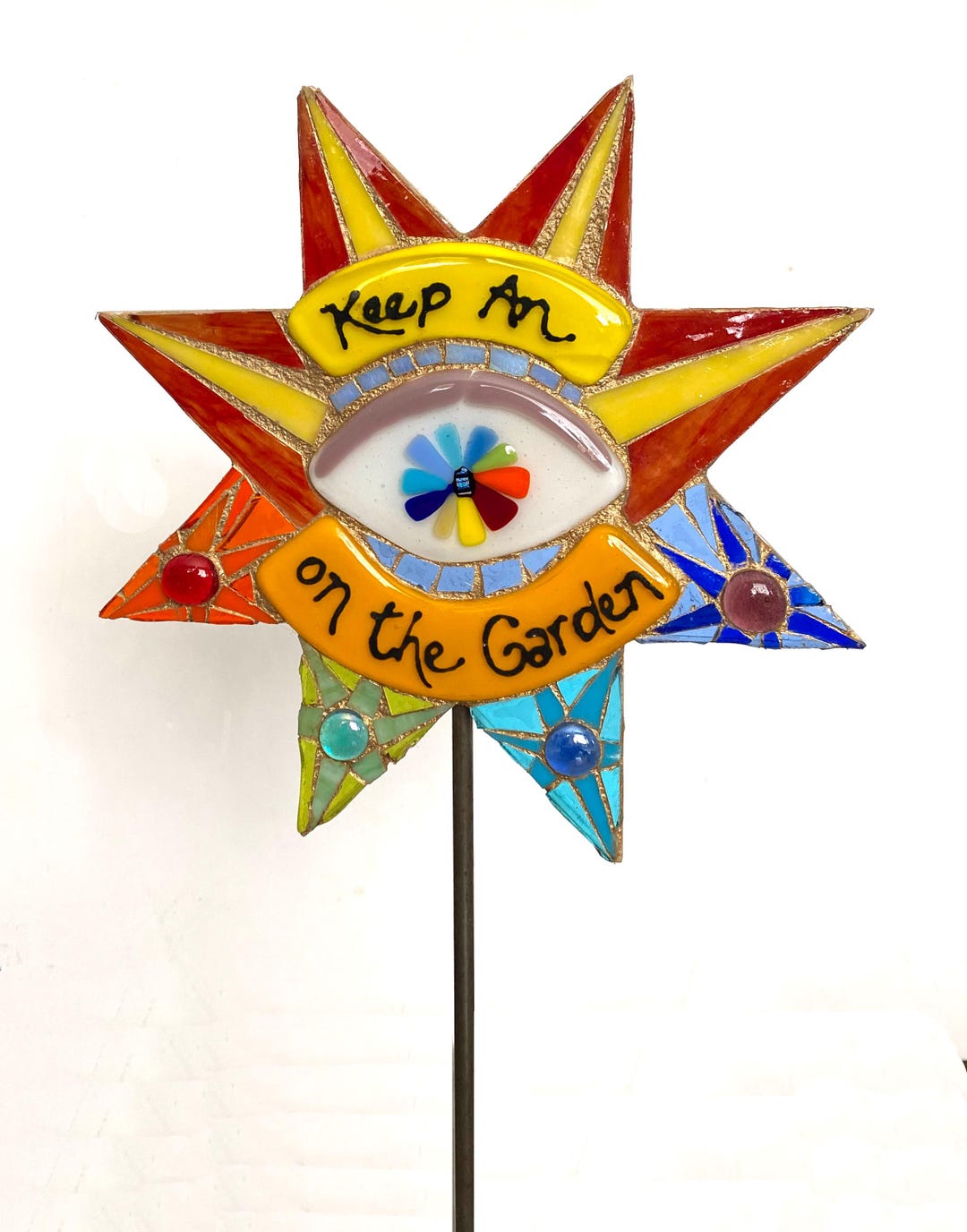 Mosaic Rainbow Star Garden Stake - Etsy