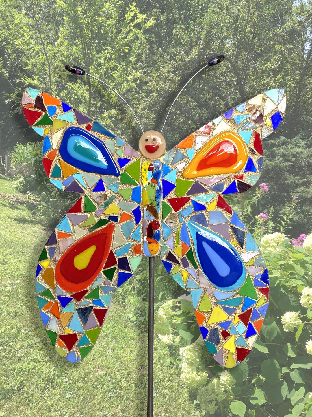 Stained Glass Mosaic Angel Bug Garden Stake - Etsy