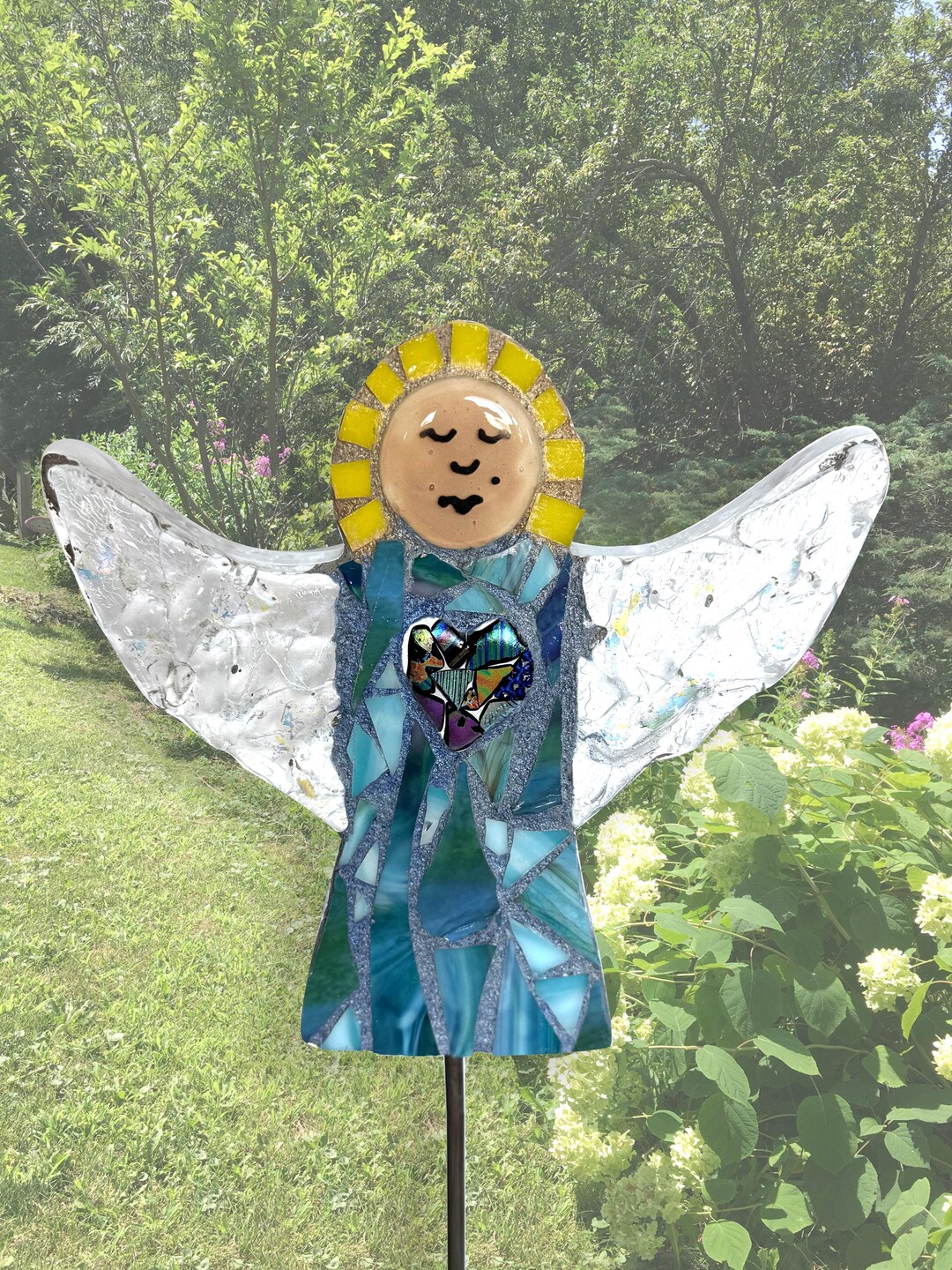 Stained Glass Mosaic Angel Garden Stake - Etsy