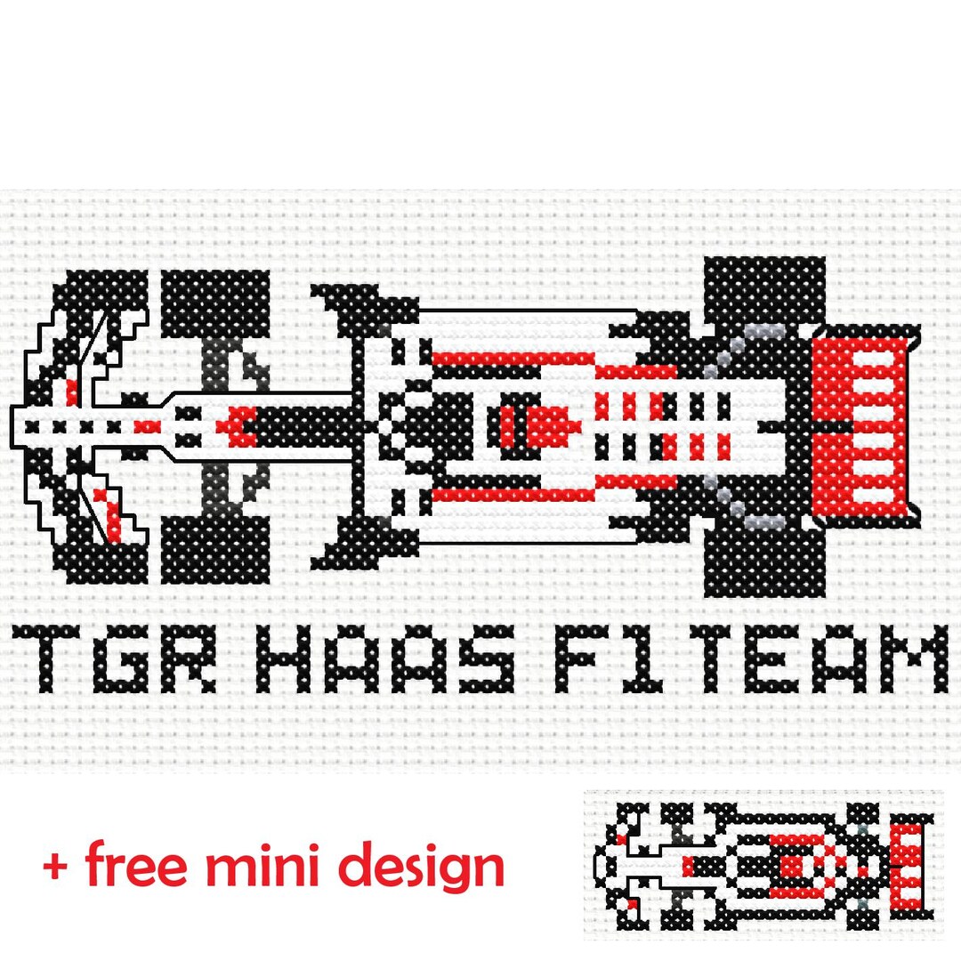TGR Haas F1 2026 Cross Stitch Pattern | Formula 1 Car Embroidery Design ...