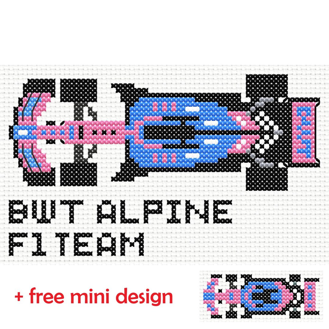Alpine F1 2026 Cross Stitch Pattern | Formula 1 Car Embroidery Design ...