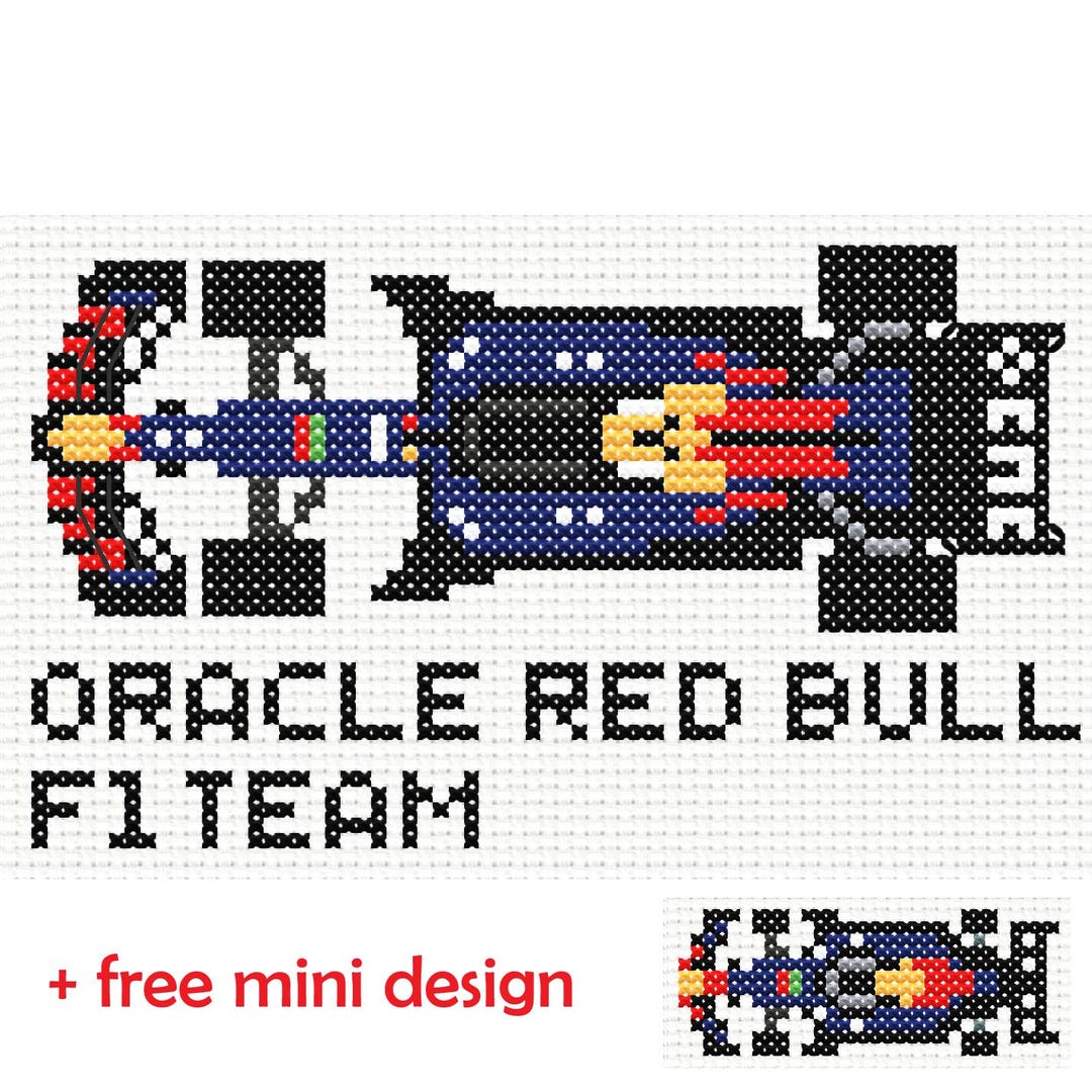 Red Bull F1 2026 Cross Stitch Pattern | Formula 1 Car Embroidery Design ...