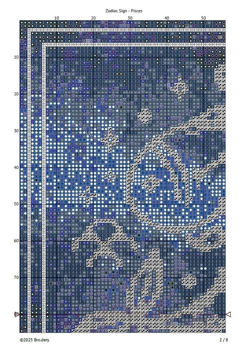 Pisces Zodiac Cross Stitch Pattern: Fish Constellation Embroidery (PDF ...