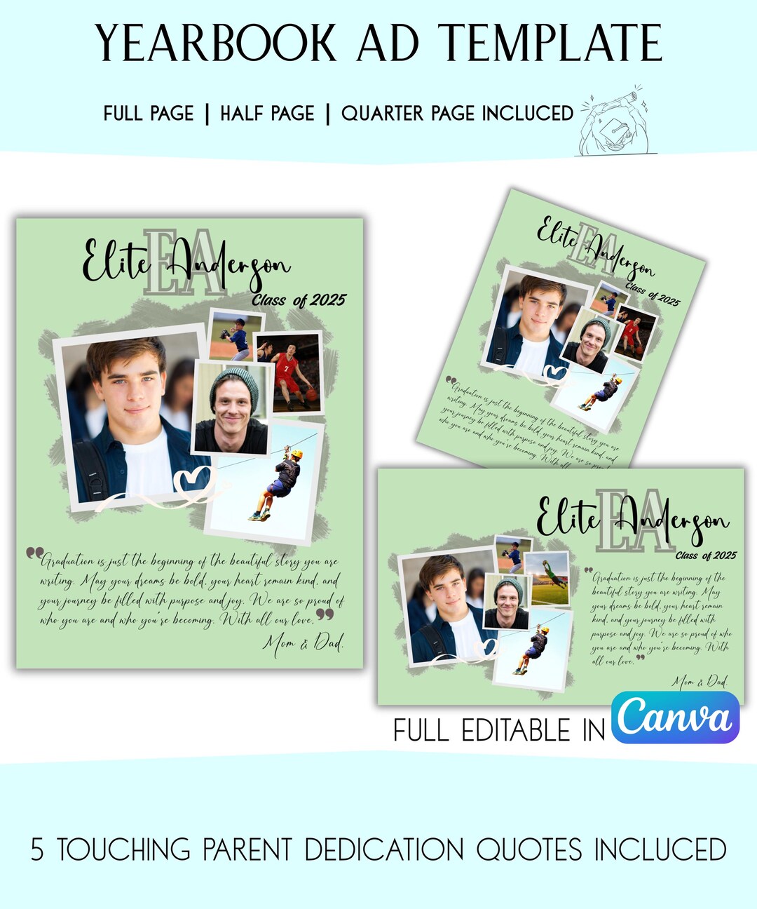 Editable High School Yearbook Ad Pastel | Canva Template Senior ...
