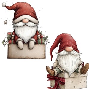 Christmas Little Gnomes Clipart: Festive Winter PNG Files (digital ...