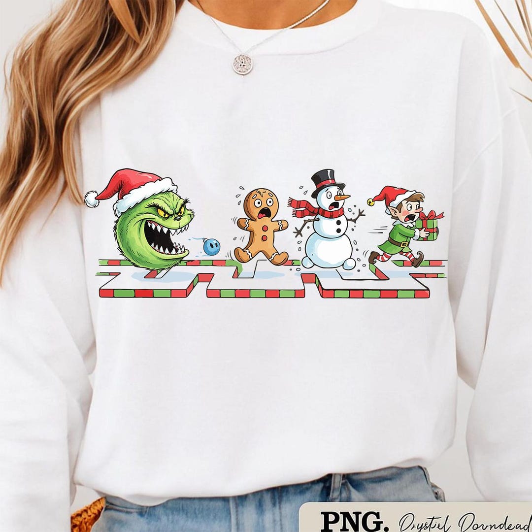 Funny Grinch Chasing Christmas Characters PNG - Holiday Digital Design ...