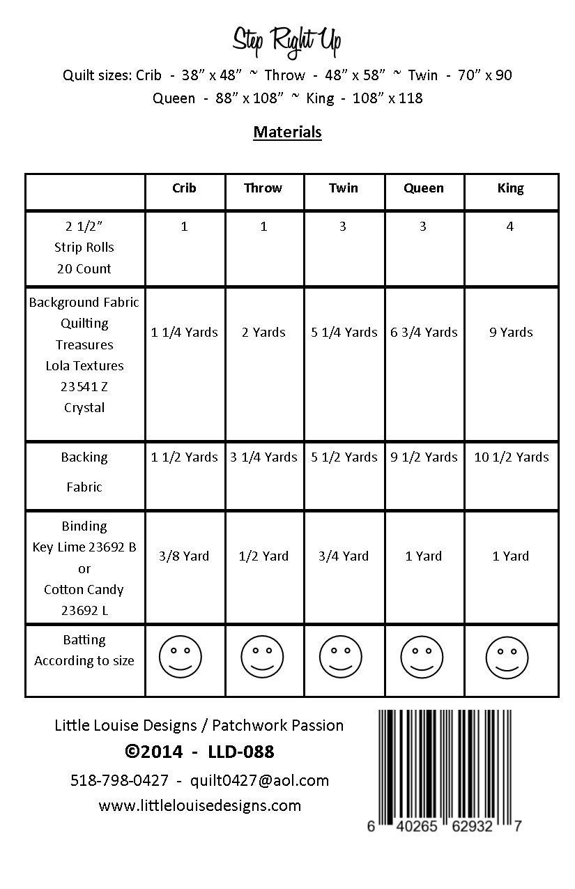 Step Right up PDF INSTANT DOWNLOAD Jelly Roll Quilt Pattern | Etsy
