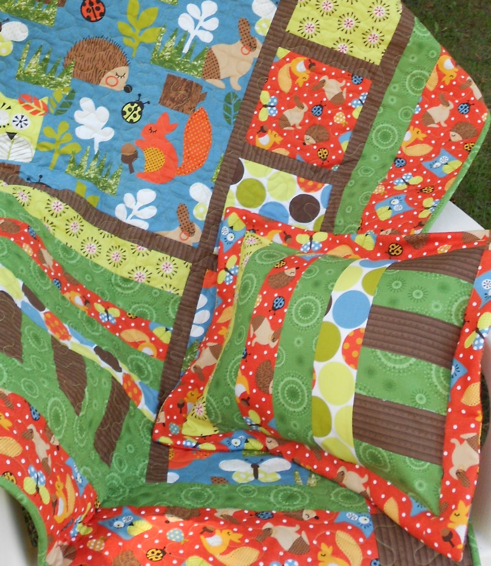 Baby Quilt Pattern Forest Frolic Crib Size With Pillow - Etsy