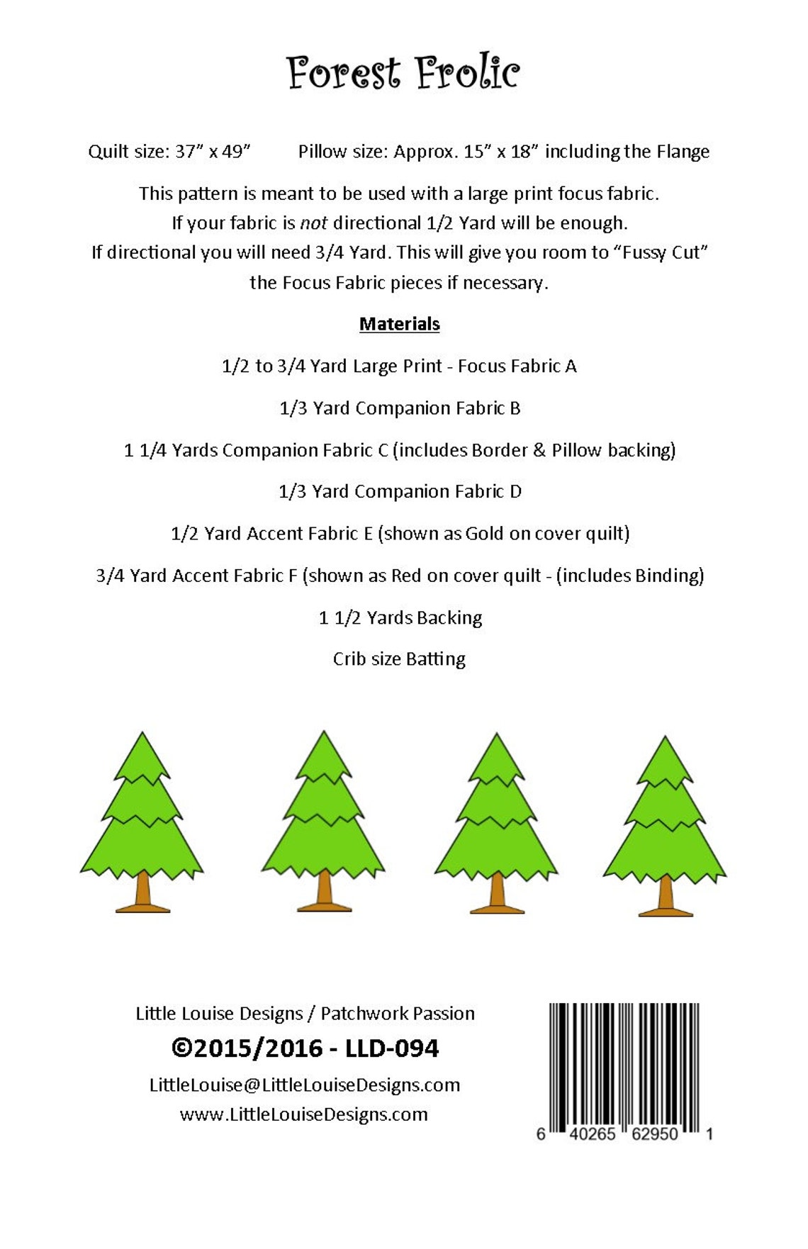 Baby Quilt Pattern Forest Frolic Crib Size With Pillow - Etsy