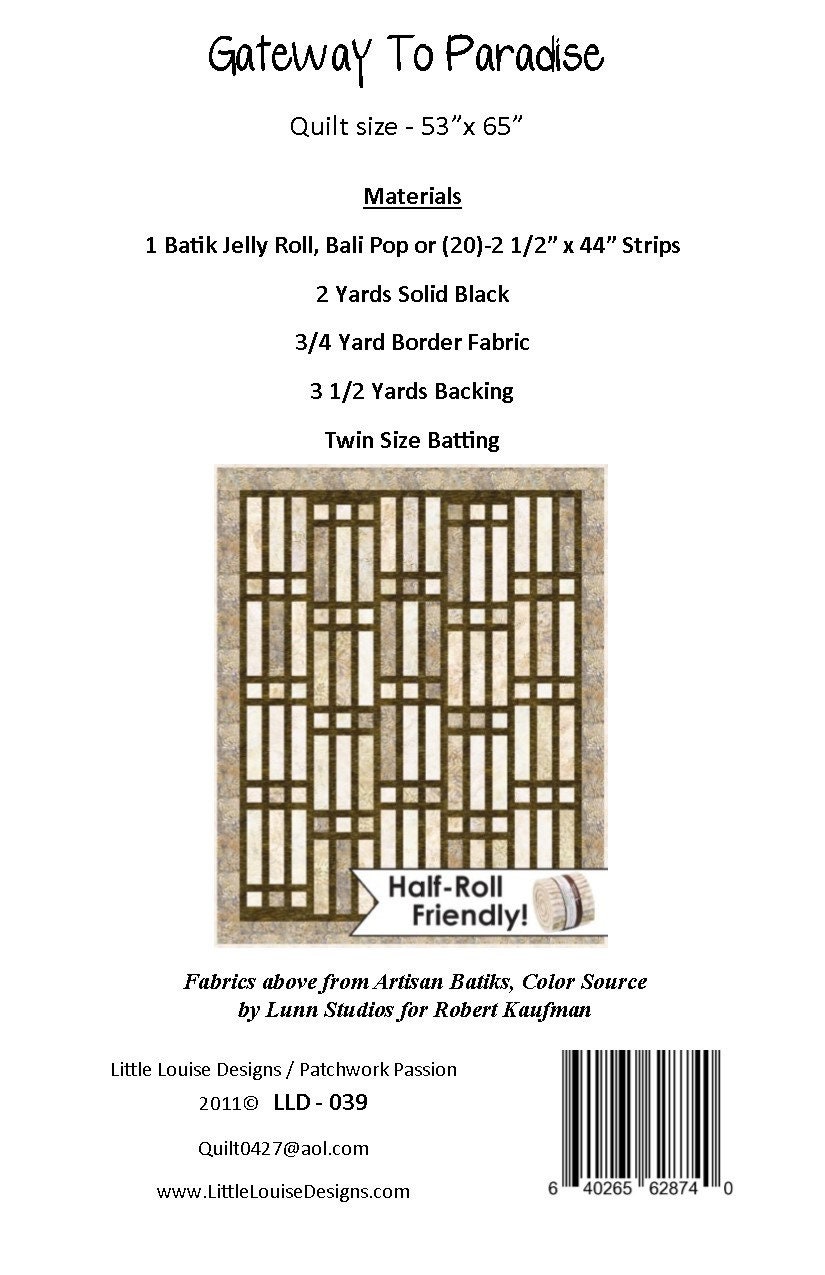 Quilt Pattern Gateway to Paradise Jelly Roll or Bali Pop - Etsy Canada