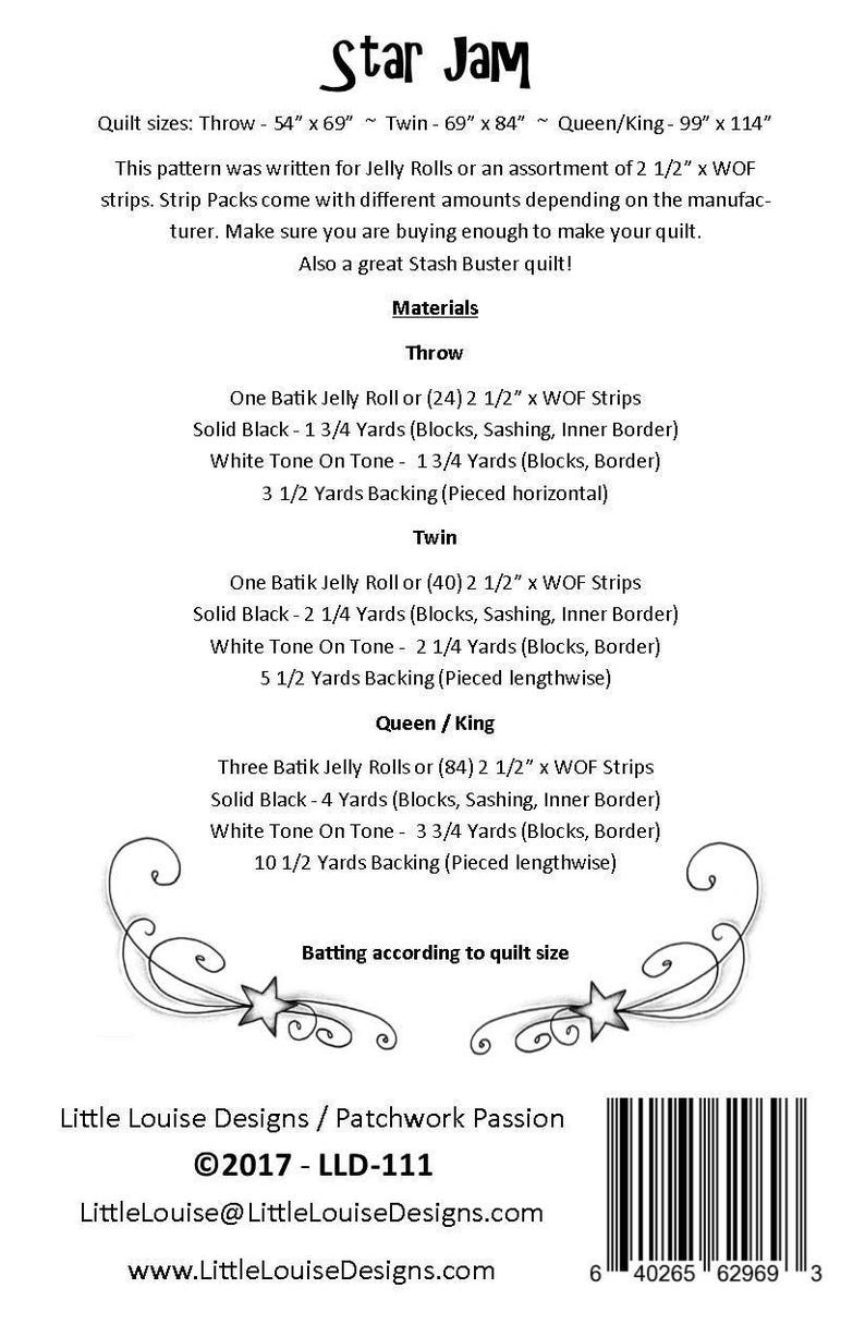 Jelly Roll Quilt Pattern Star Jam Quilt Pattern Sizes - Etsy