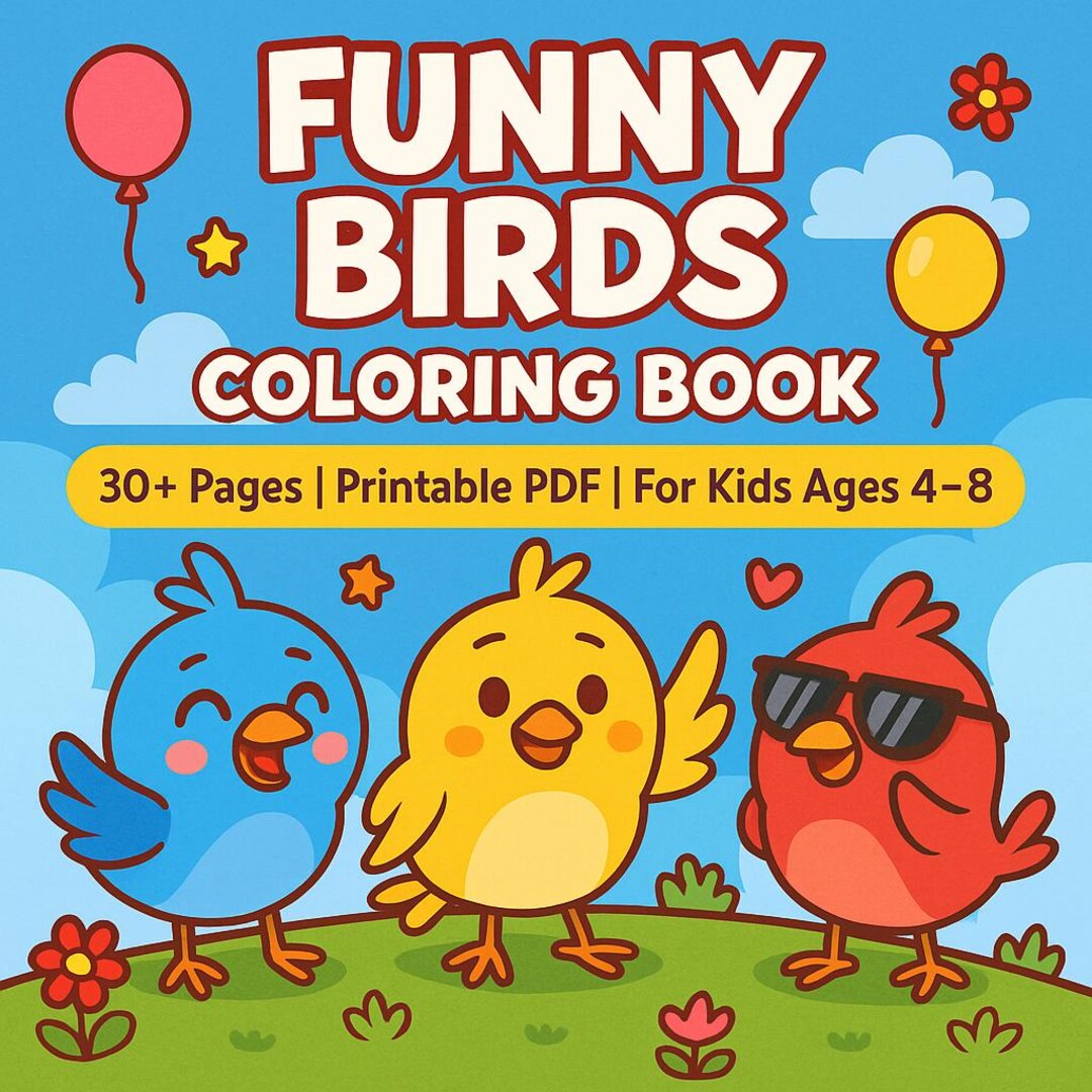 Funny Birds Coloring Book | 30+ Printable Pages (PDF) - Etsy