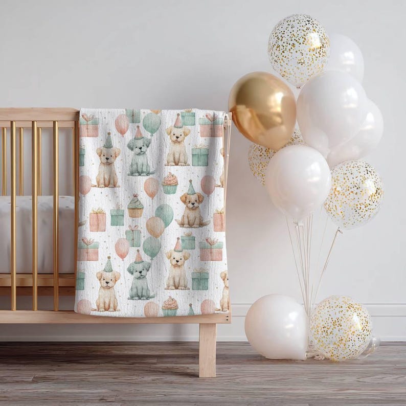 Cute Dogs Birthday Party Seamless Pattern,party Animals Digital Paper ...