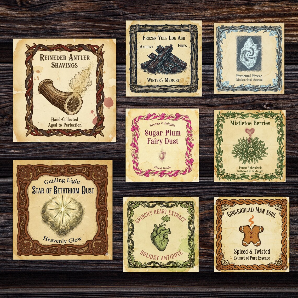 Vintage Christmas Potion Labels | Printable Holiday Apothecary Tags ...