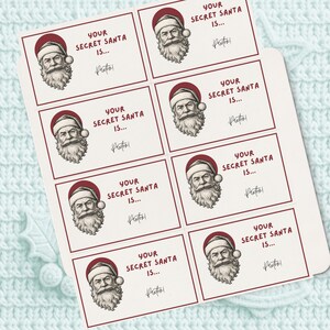 Printable Secret Santa Reveal Cards • Vintage Christmas Card Template ...