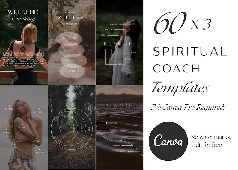 Spiritual Coach Instagram Canva Templates | Meditation, Mindfulness ...