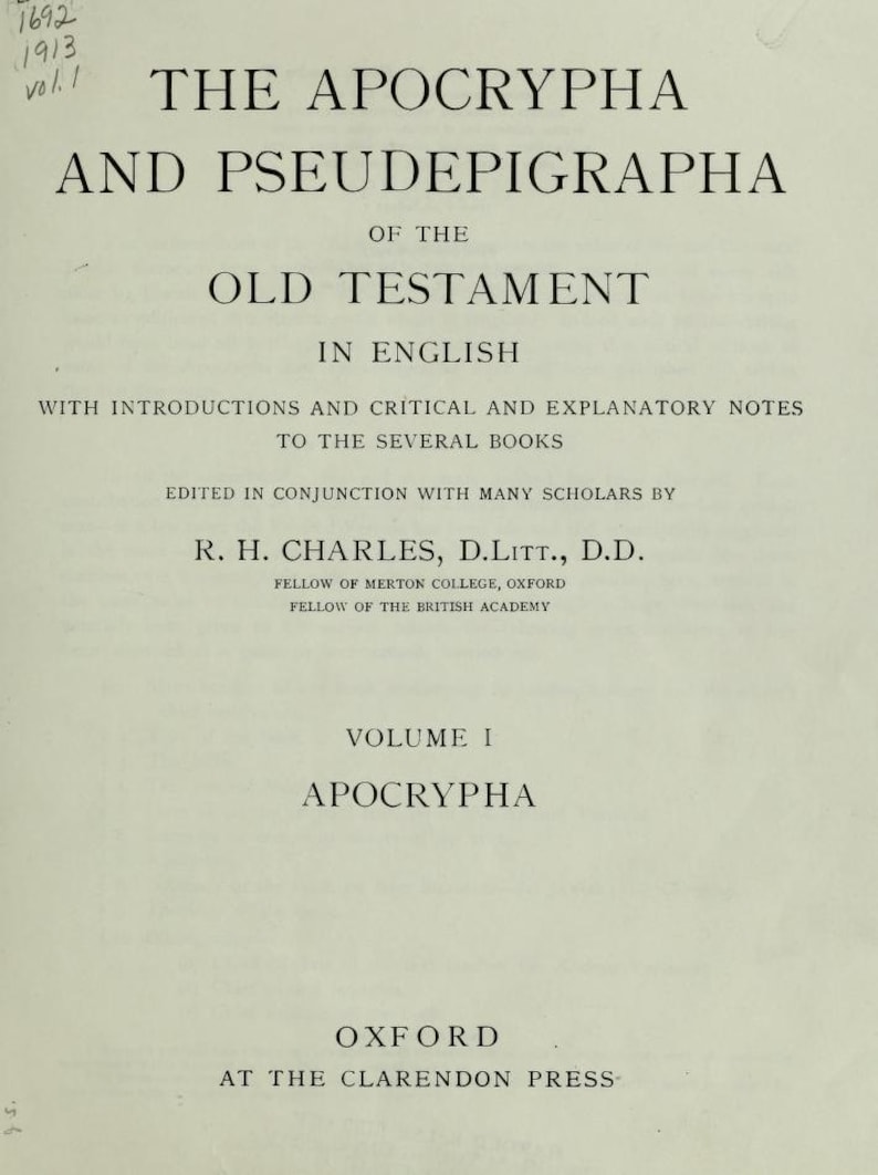 The Apocrypha and Pseudepigrapha of the Old Testament With ...