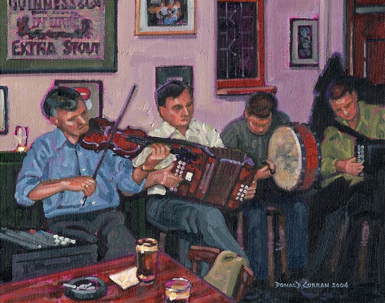 Color Print of Oil Painting Pub Session Ireland - Etsy