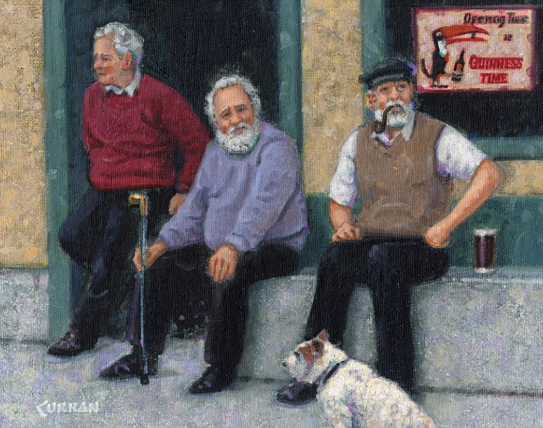 Color Print of Oil Painting, Three Irish Men Outside a Pub, Ireland - Etsy