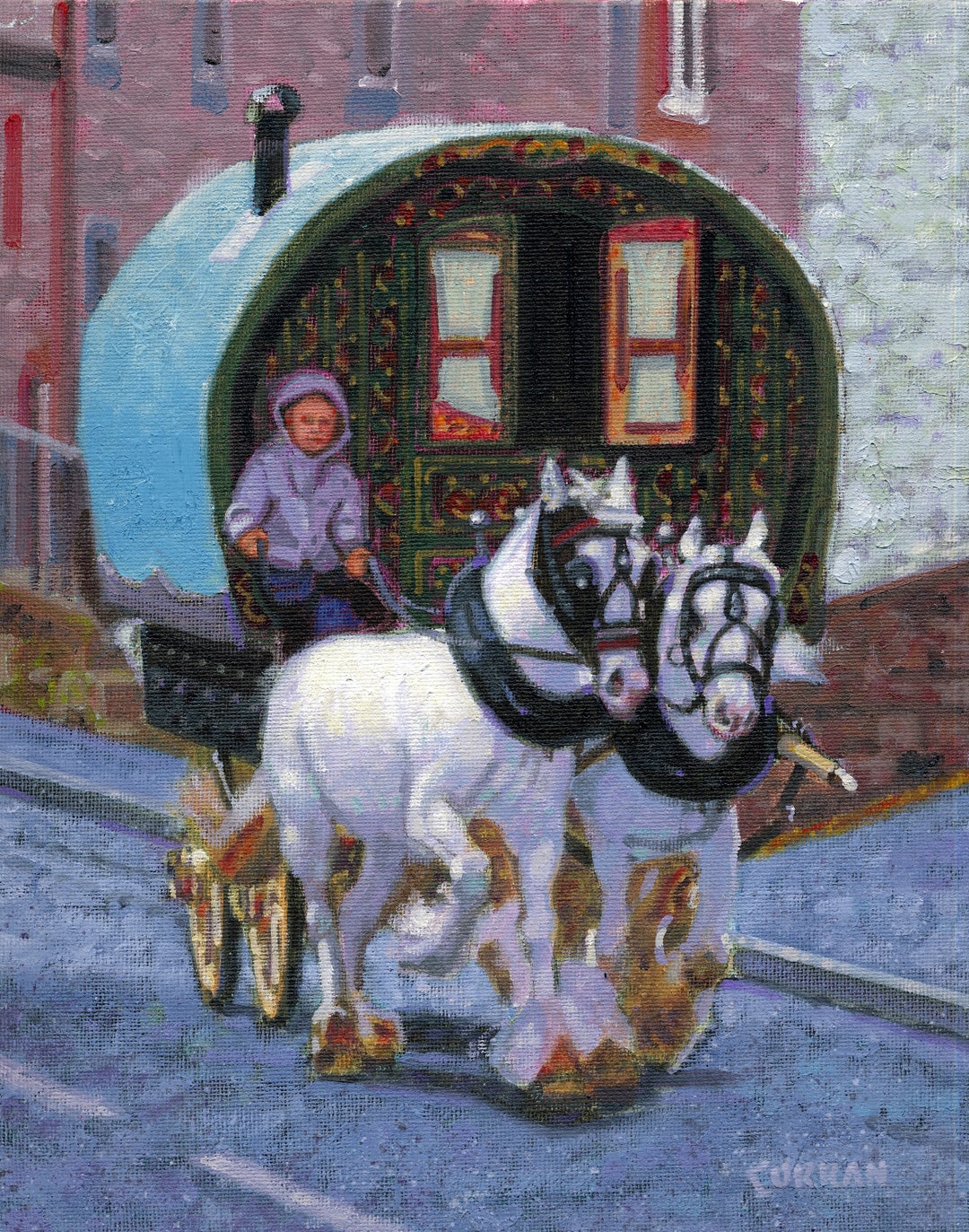 Color Print of Oil Painting, Tinker's Wagon Horses, Ireland - Etsy