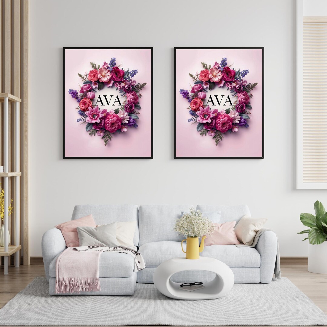 Floral Name Print: Custom Botanical Nursery Decor - Etsy