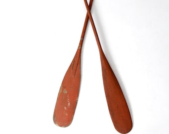 Vintage Wood Boat Oars Pair With Oar Locks - Ready to Hang, Weathered ...