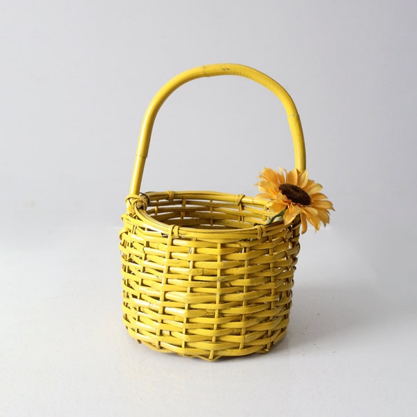 Yellow Wicker Basket - Etsy