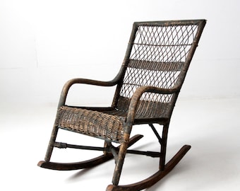 Antique Wicker Victorian Rocking Chair Circa 1890’s Rare Natural ...