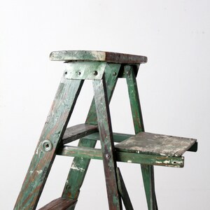 Vintage Green Painted Wood Ladder - Etsy