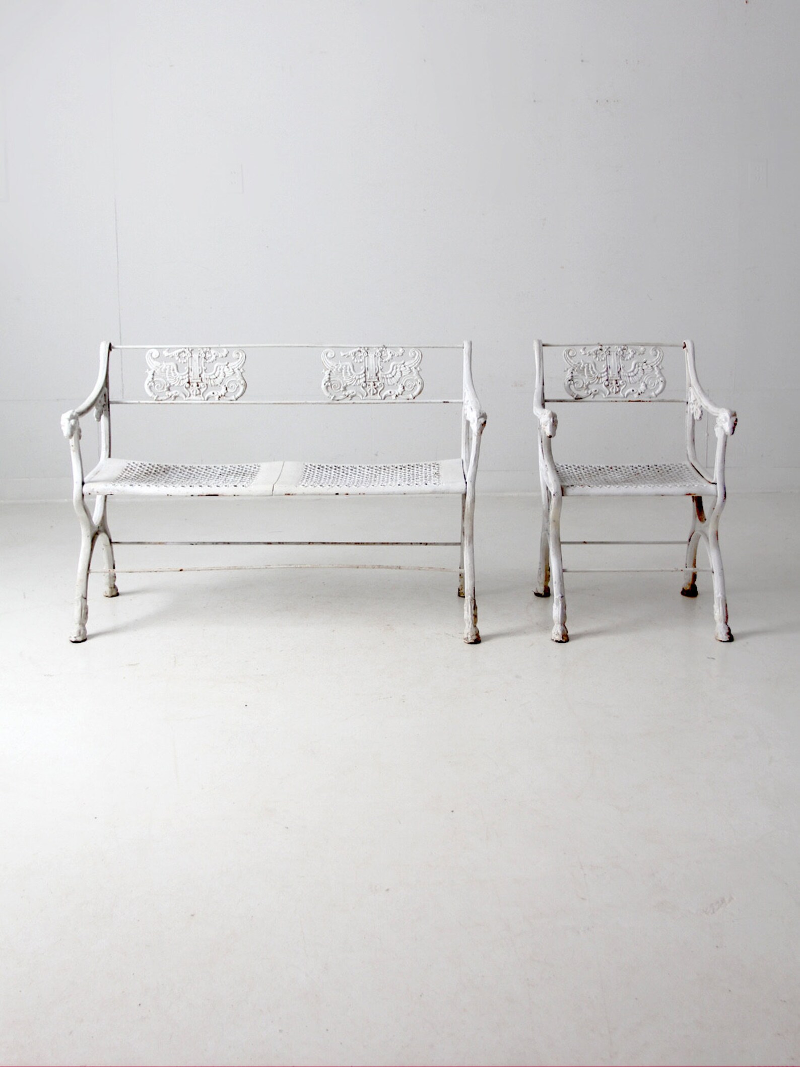 Antique Cast Iron Garden Bench and Chair - Etsy