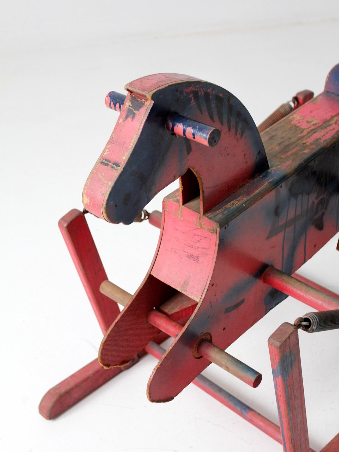 Vintage Wooden Spring Frame Rocking Horse | Etsy