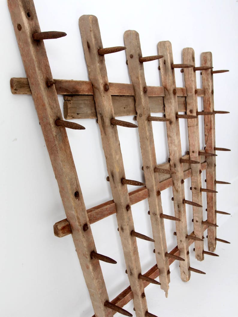 Primitive farm tool antique spike tooth harrow wooden | Etsy