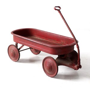 Mid-century Red Toy Metal Wagon - Etsy