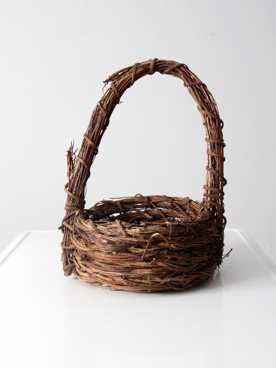 Vintage Rustic Twig Cottage Basket - Etsy