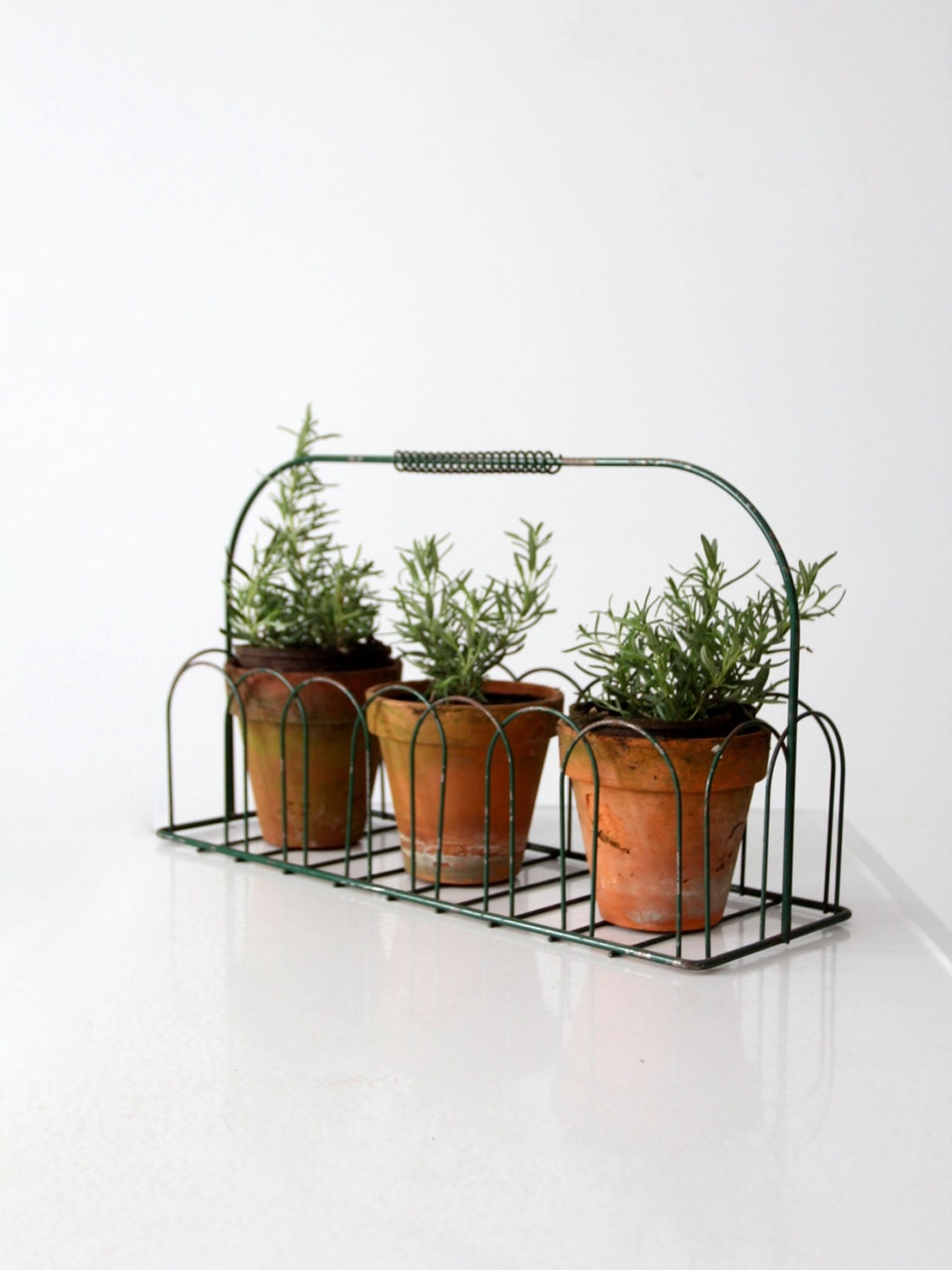 Vintage Wire Basket, Green Metal Trug, Handle Basket, Garden House ...