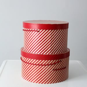 Vintage Candy Cane Stripe Hat Boxes Pair - Etsy