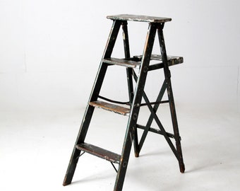 Vintage Painter's Ladder, 5.5 Ft Ladder, Wooden Folding Ladder - Etsy