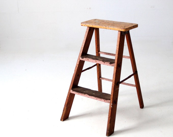 Vintage Step Ladder, Rustic Wooden Stepstool - Etsy