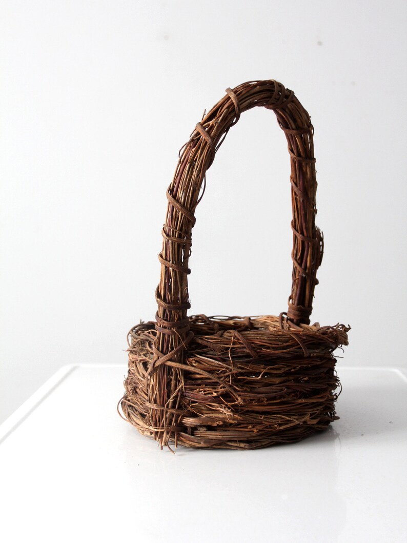 Vintage Rustic Twig Cottage Basket - Etsy