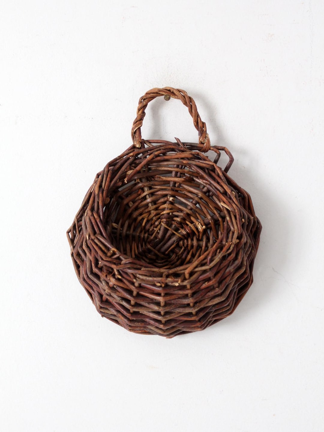 Vintage Rustic Wicker Wall Basket - Etsy