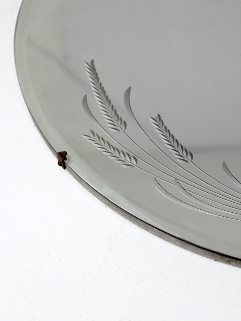 Antique Round Etched Mirror - Etsy