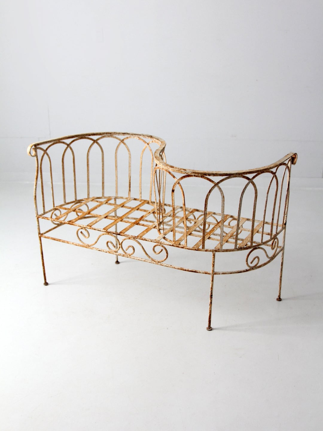 Antique Iron Conversation Bench, White Garden Bench - Etsy