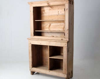 Antique English Pine Glass Cupboard/hutch - Etsy