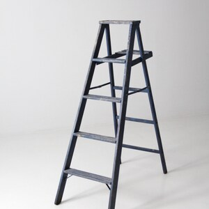 Vintage Blue Wooden Ladder, Decorative Ladder - Etsy