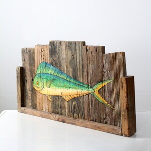 Vintage Rustic Folk Art Painted Fish Sign - Etsy